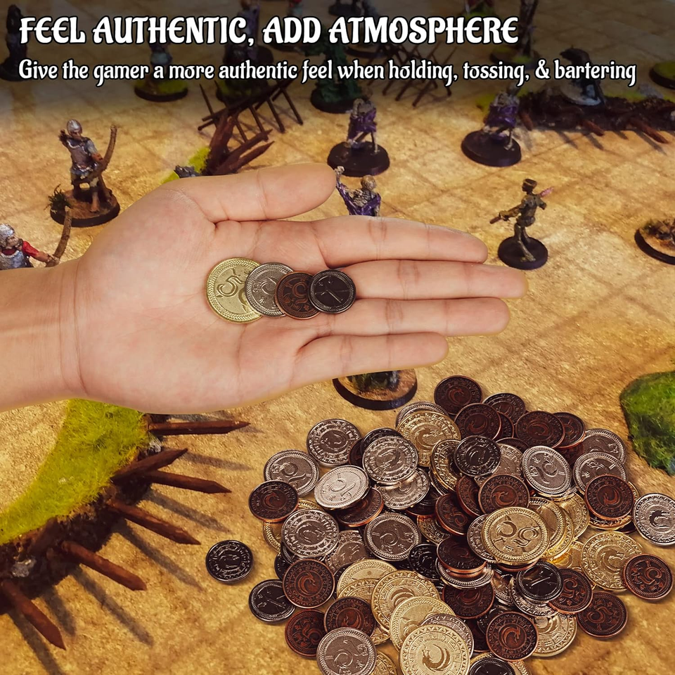 DND Metal Coins Set of 60 with Leather Pouch - Gaming Tokens, Pirate ...