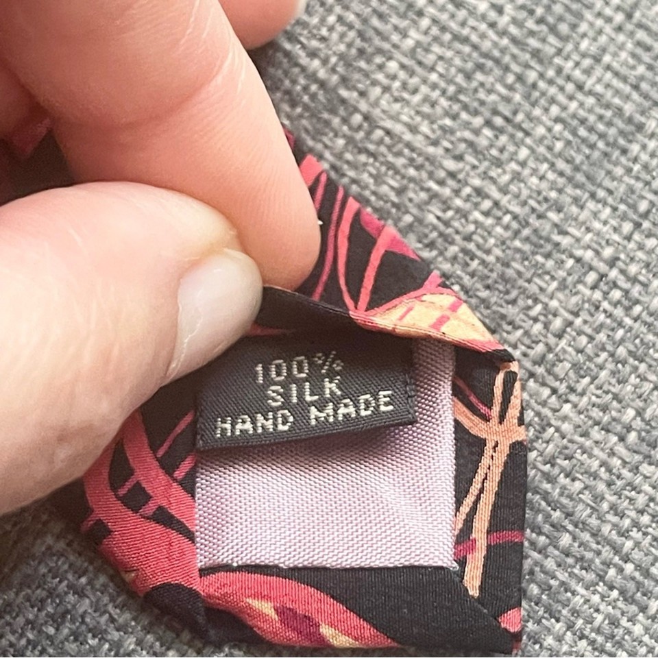 Nadia Roden Silk Abstract Patterned Tie - Black and Orange | eBay