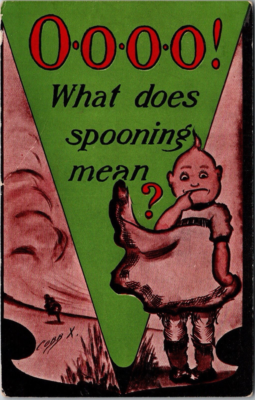 1912 Vintage Comic Postcard O-o-o-o! What Does Spooning Mean? JD25 | eBay