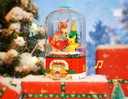 Christmas X'mas Pikachu Eevee Pokemon Keeppley Toy Bricks Pokemon Music ...