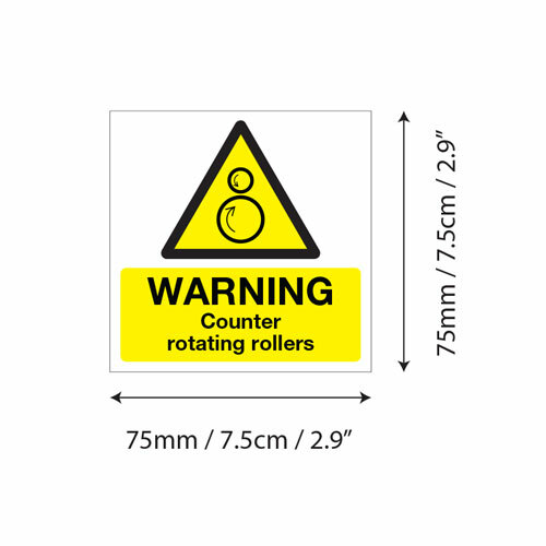 Warning Counter Rotating Rollers Health and Safety Sign Sticker ...