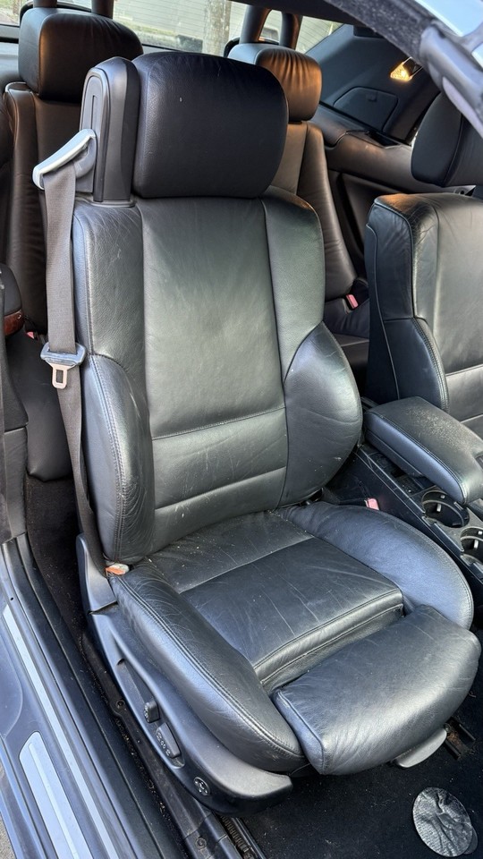 BMW E46 330CI Convertible Front & Rear Complete Seat Black Leather Pair ...