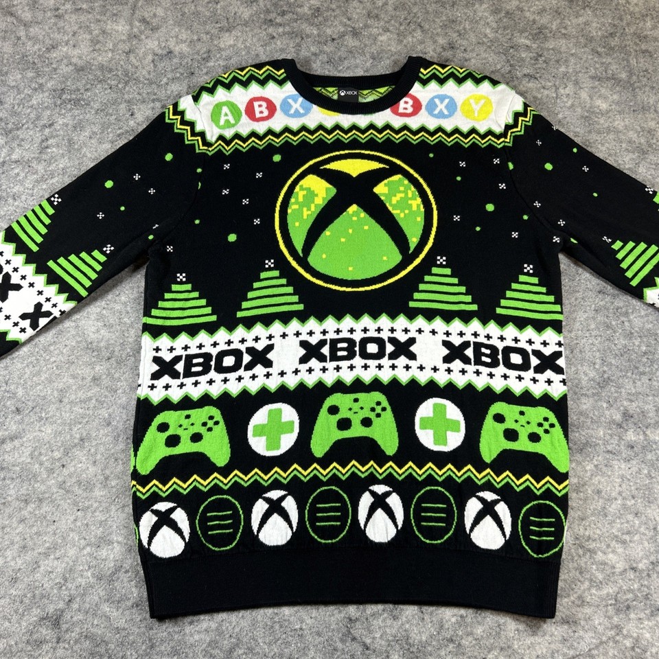 Microsoft X BOX Christmas Sweater Mens M Ugly Sweater Party Gamer ...