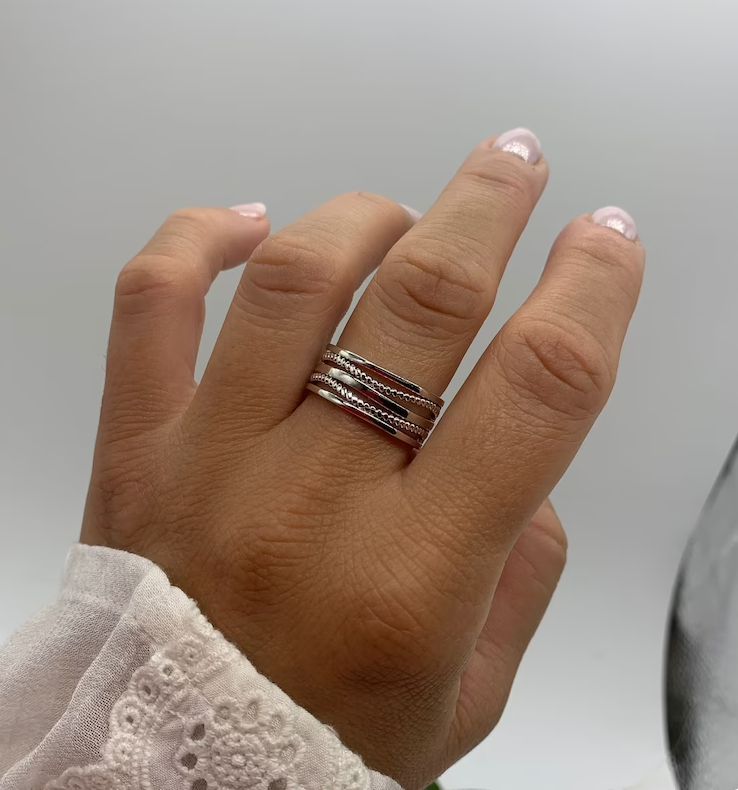 Multi Layer Thumb Chunky adjustable 925 Sterling Silver Thin Ring For ...