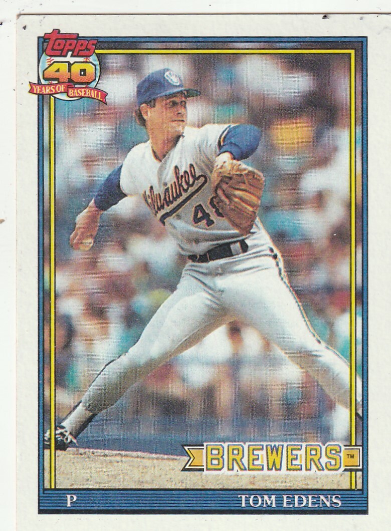 FREE SHIPPING-MINT-1991 Topps Tom Edens #118 BREWERS-40 YEARS OF ...