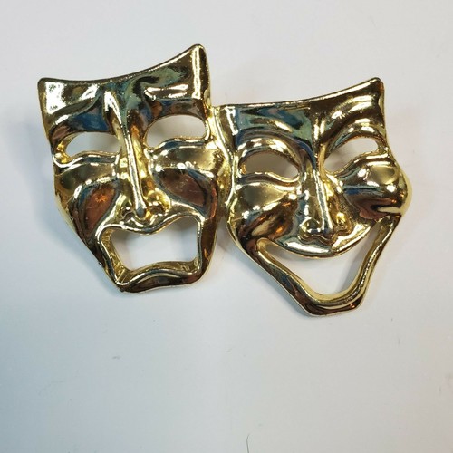 Vintage Unsigned Gold Tone Comedy Tragedy Theater Masks Pin Brooch | eBay