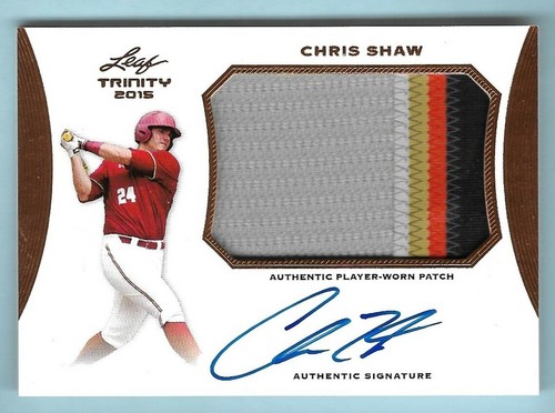 CHRIS SHAW 2015 LEAF TRINITY RC PROSPECT BRONZE AUTOGRAPH 4 CLR PATCH # ...