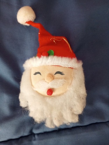 Vintage Russ Berrie Santa Face Decoration Fluffy Beard Closed Eyes | eBay