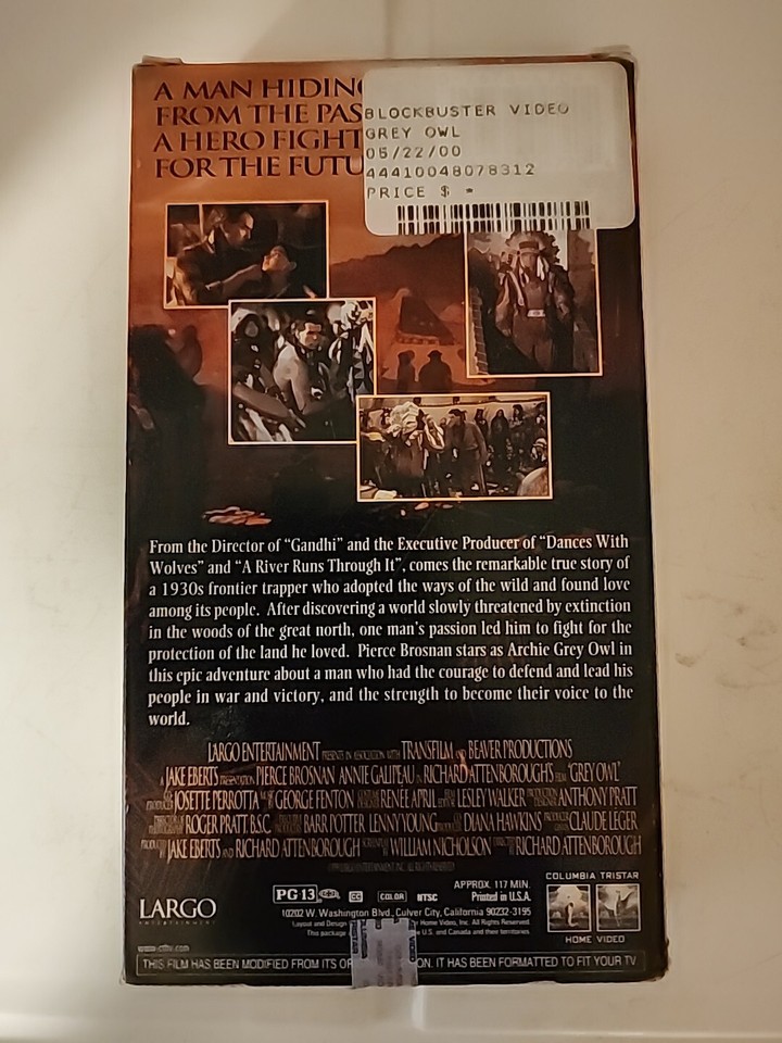 Grey Owl (VHS, 2000, Closed Captioned) Used 43396047204| eBay