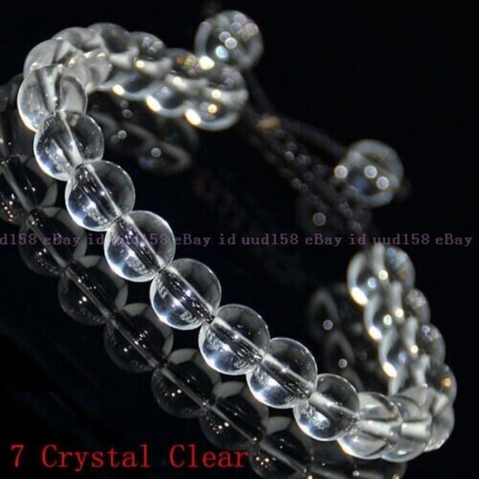 Men Women 8mm Natural Gemstones Braided Macrame Beads Bracelet Adjust ...