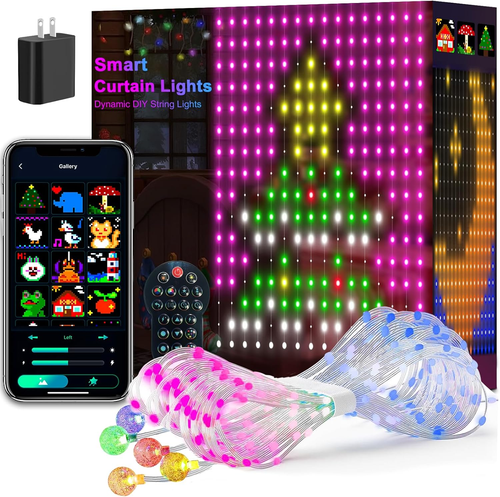 Smart LED Curtain Lights with App&Remote Color Changing Dynamic Window ...