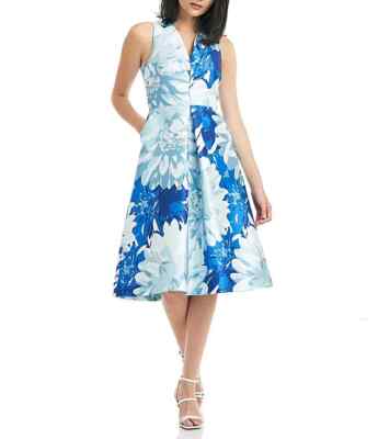 NEW KAY UNGER Elliott Floral Print Pleated Midi Dress, Size 10 | eBay