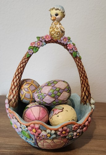 JIM SHORE BIDDIE BASKET WITH 5 EGGS. 4009215 | eBay