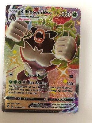 Pokemon Rillaboom VMAX Shining Fates Shiny Vault 2021 NM Foil SV106 ...