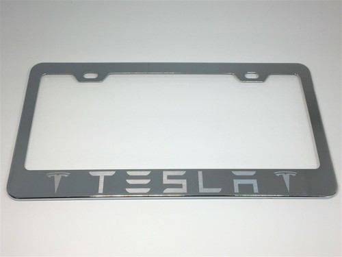 Tesla Mirror Chrome Stainless Steel License Plate Frame + Cap | eBay