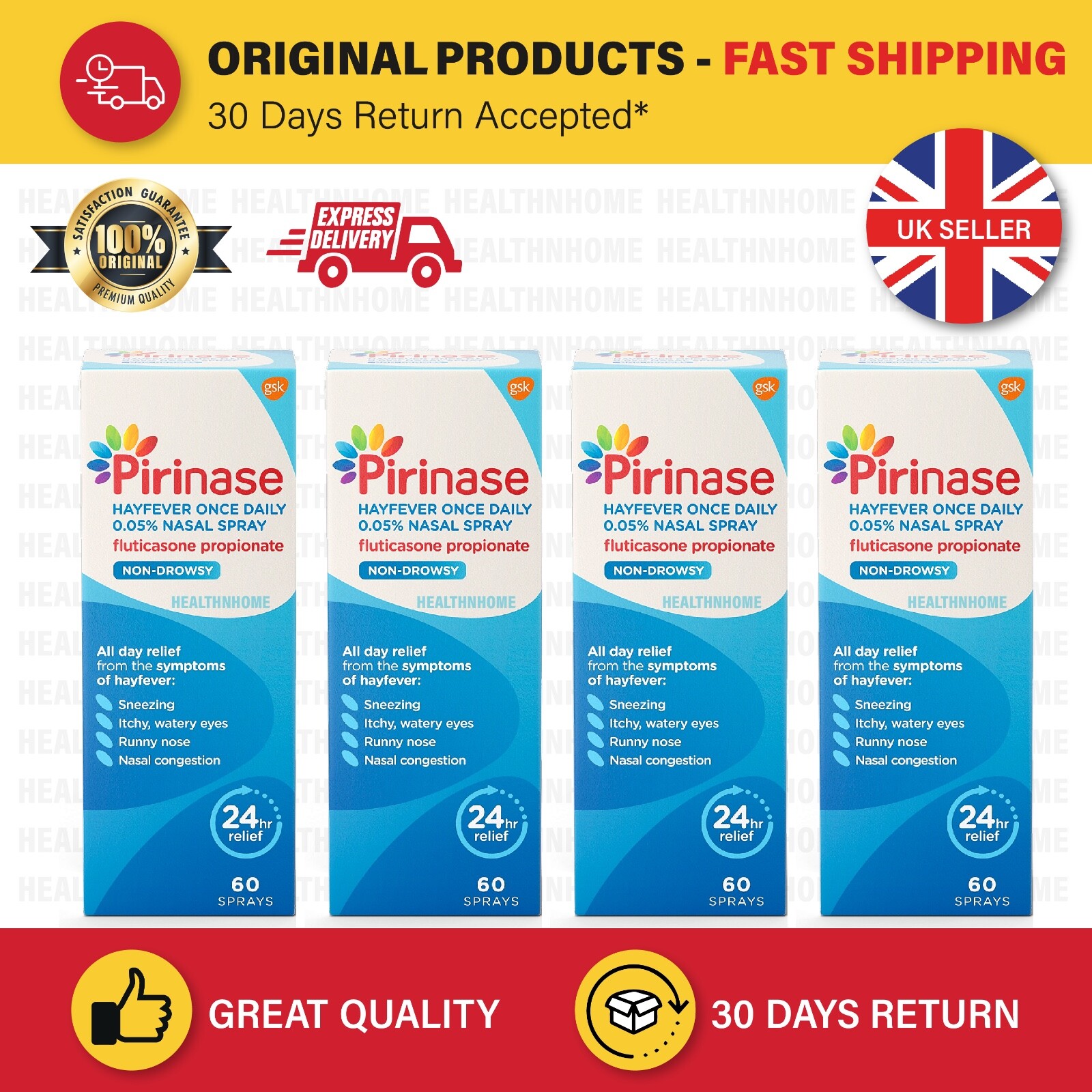 Pirinase Nasal Spray | Hayfever Relief for Adults in 24H - Non Drowsy ...