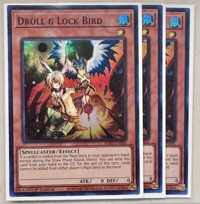 Yugioh! 3x Droll & Lock Bird RA02-EN006 Super Rare 1st Ed NM | eBay