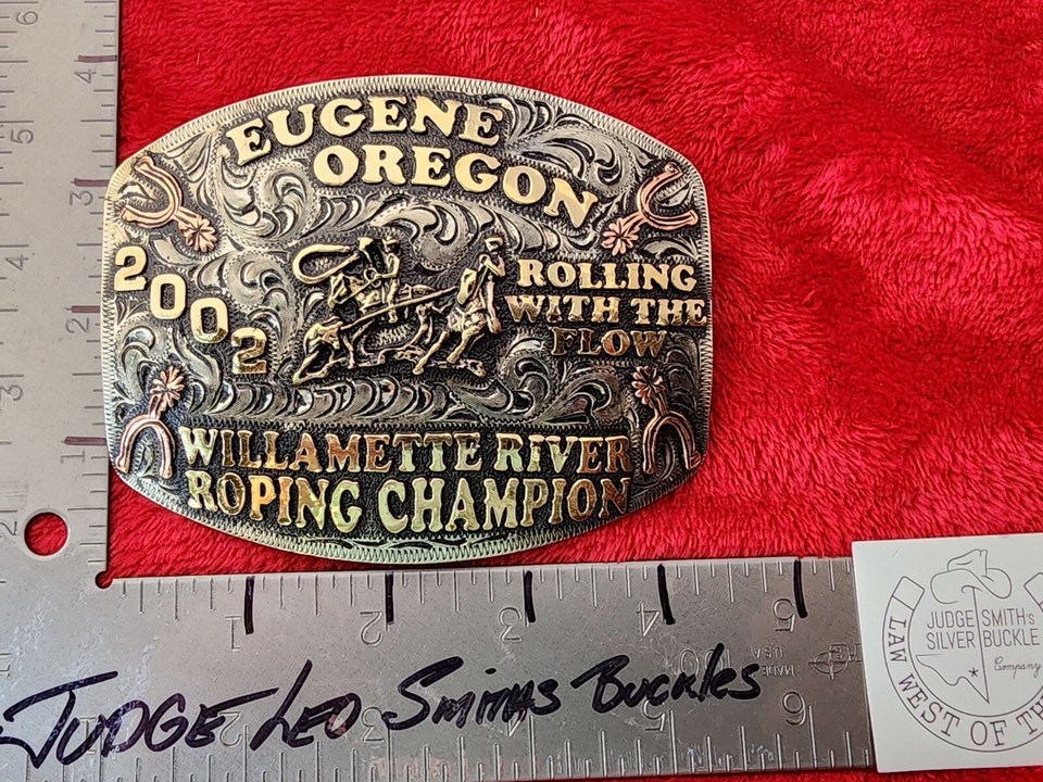 RODEO TEAM ROPING CHAMPION TROPHY BUCKLE☆PRO☆EUGENE OREGON☆2002☆RARE ...
