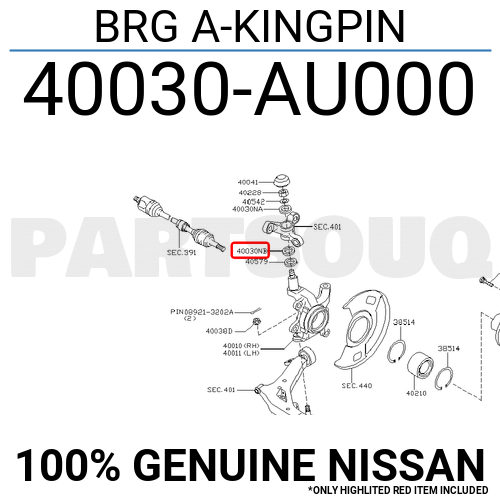 40030AU000 Genuine Nissan BRG A-KINGPIN 40030-AU000 | eBay