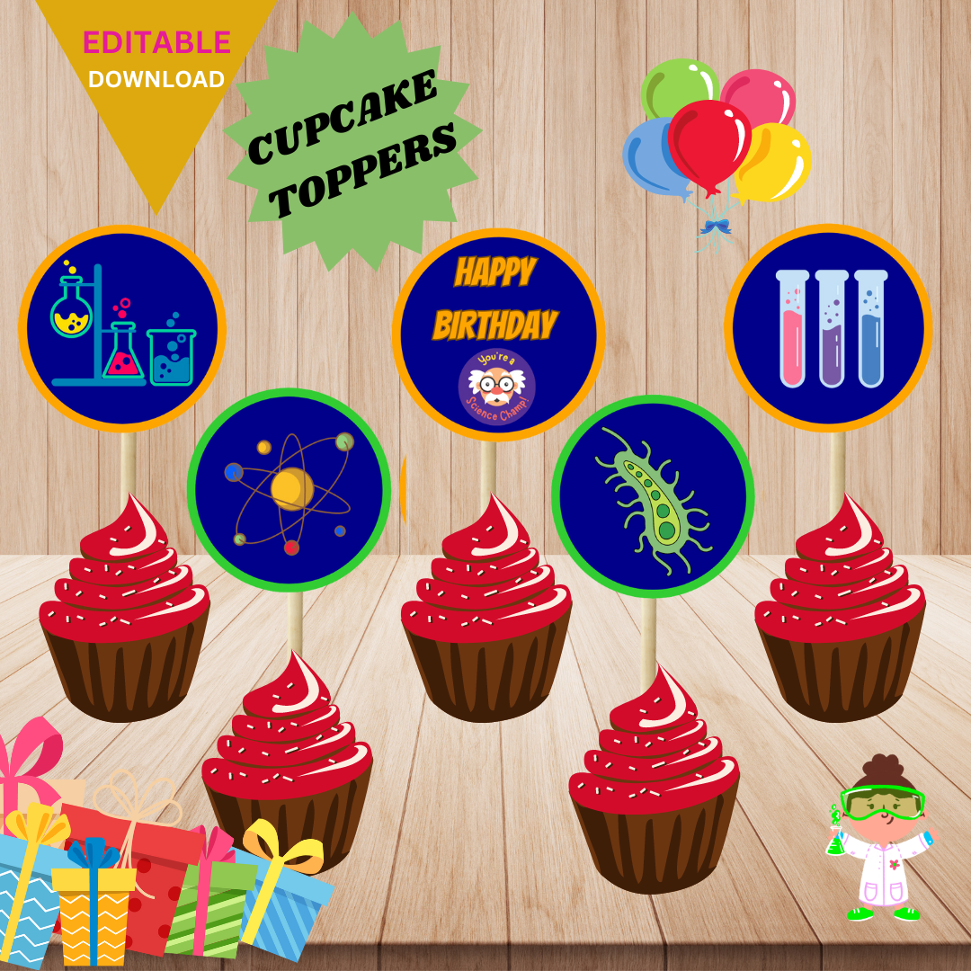 Science Themed Birthday Bundle EDITable, DIGITAL Download | eBay