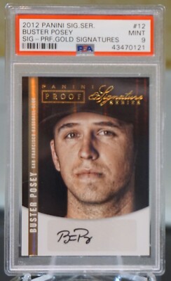 BUSTER POSEY 2012 PANINI SIGNATURE SERIES #12 PROOF-GOLD AUTO 1/5 PSA 9 ...