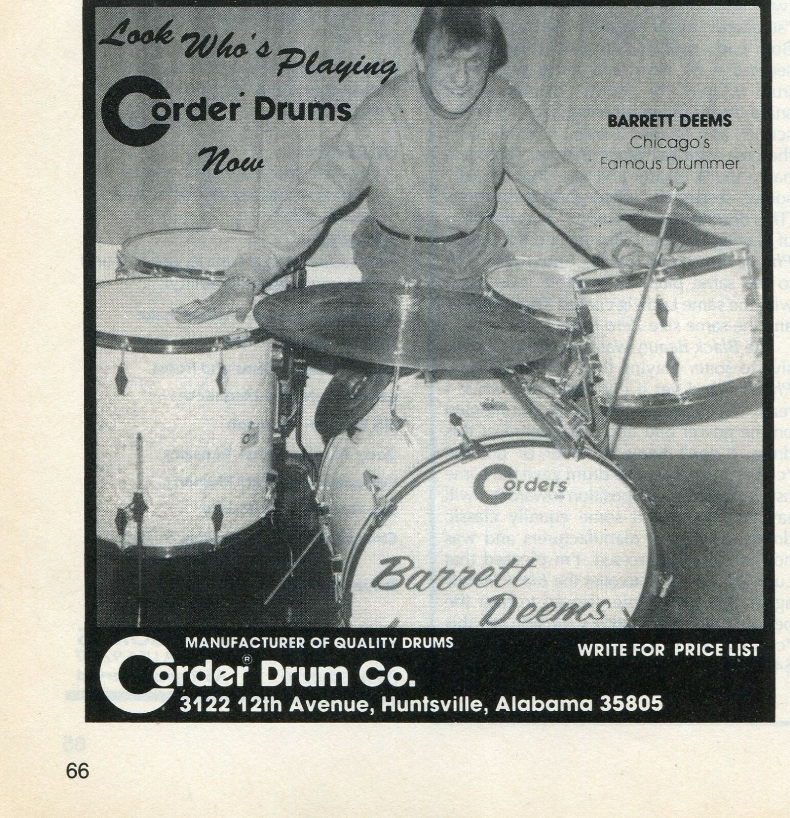1988 small Print Ad of Corder Drum Kit w Barrett Deems of Chicago | eBay