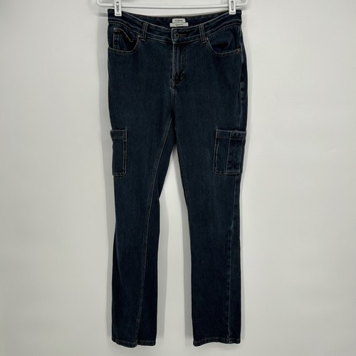 LL Bean Jeans Womens 4 Blue Dark Wash Classic Fit Cargo Pockets | eBay