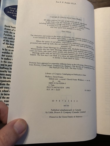 Infinite Jest by David Foster Wallace 1st Edition 1st Printing 1996 ...