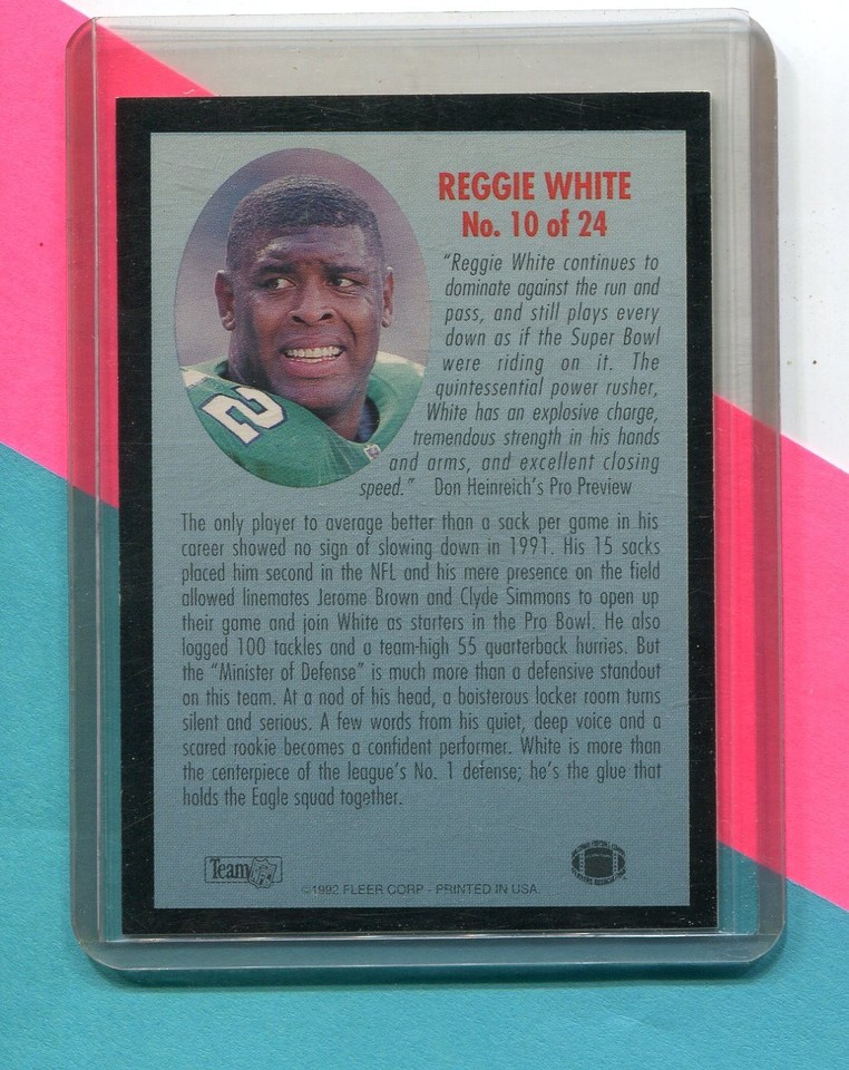 REGGIE WHITE PHILADELPHIA EAGLES 1992 FLEER NFL TEAM LEADER CARD #10 | eBay