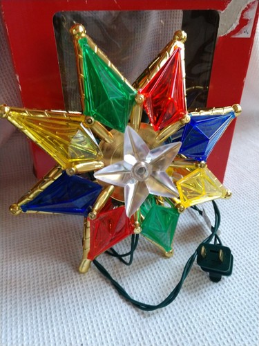 Multi-Colored Lights Star Tree Topper Christmas Double Sided 8”Vintage ...
