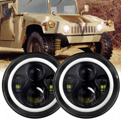 7'' inch LED Headlights Plug & Play Headlamp For Humvee M998 M923 M35a2 ...