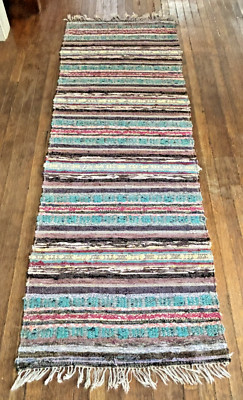 Trendy Swedish Hand Made Rag Rug (28 x 80 inches) 1920s | eBay