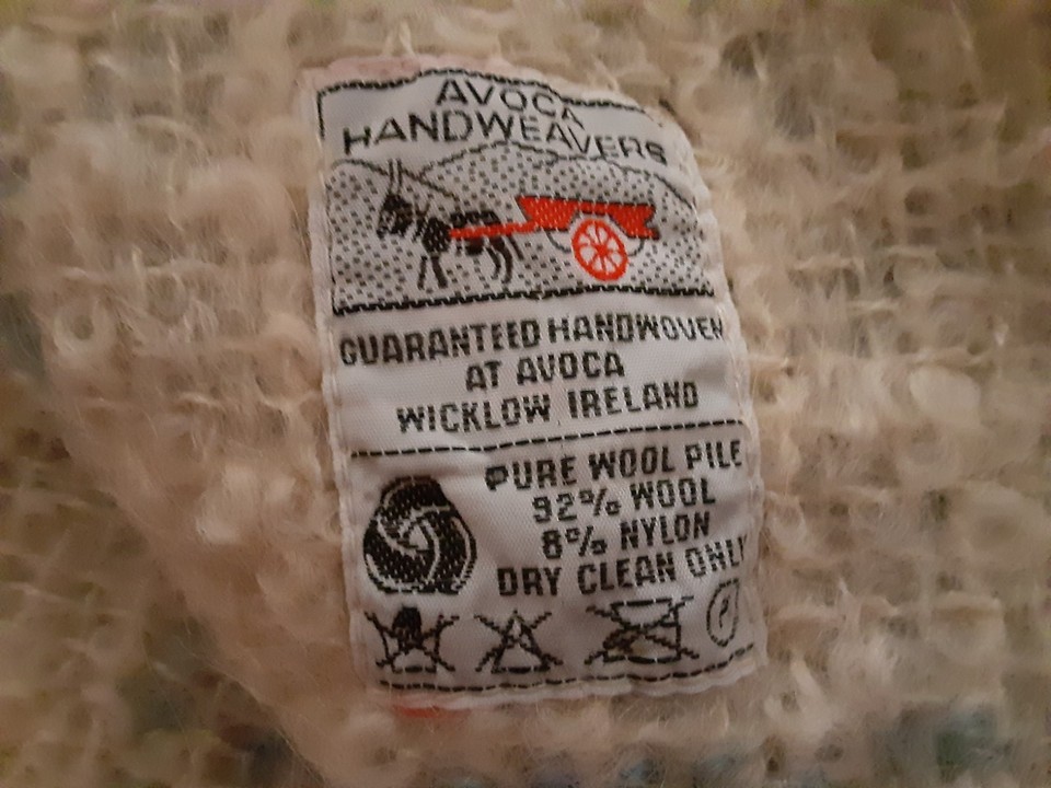 Vintage AVOCA Handweavers Wicklow Ireland Pure Wool Pile Fringe Blanket ...