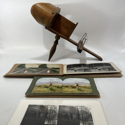 Antique Stereoscope Viewer Double Sided Slides Color B&W Animals People ...