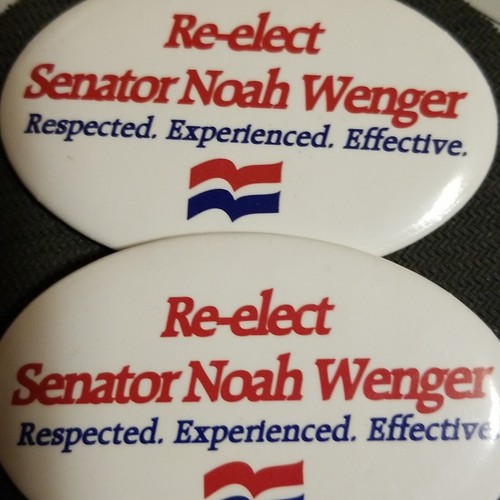 Vintage Pinback Button - Re-Elect Noah Wenger Senator PA Campaign Pin ...