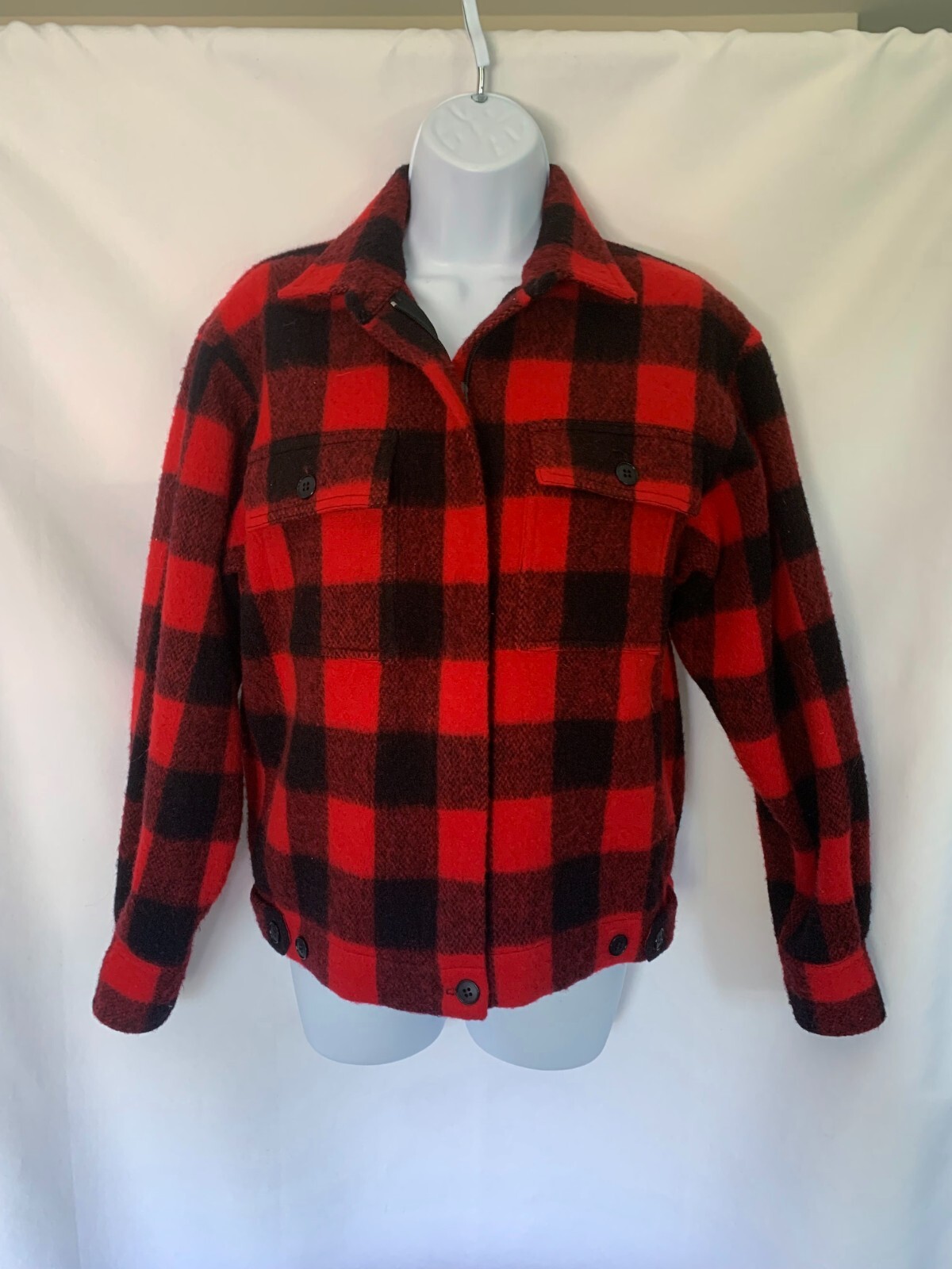 Vintage EMILY Wool Buffalo Check Full Zip Shacket Jac… - Gem