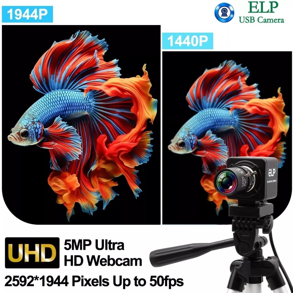 ELP 5MP Global Shutter 10X Zoom USB Industrial Camera 1944P 50fps/1080P ...