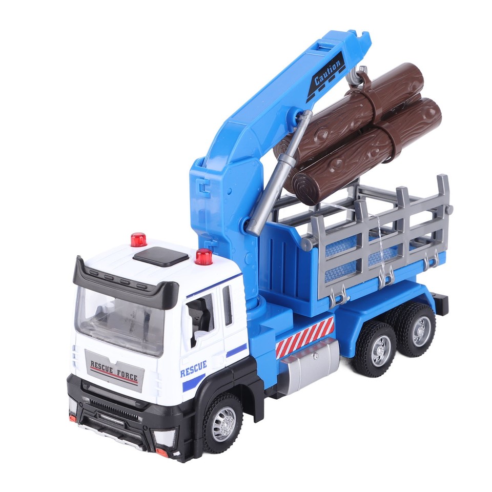 Blue Logging Truck Toy 1:32 Log Vehicle Model With Light Music Effect ...