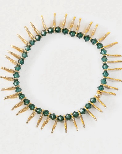 HARRY BERRY 24K GP Mini Wing Bracelet Emerald Swarovski Crystal 7-8 ...