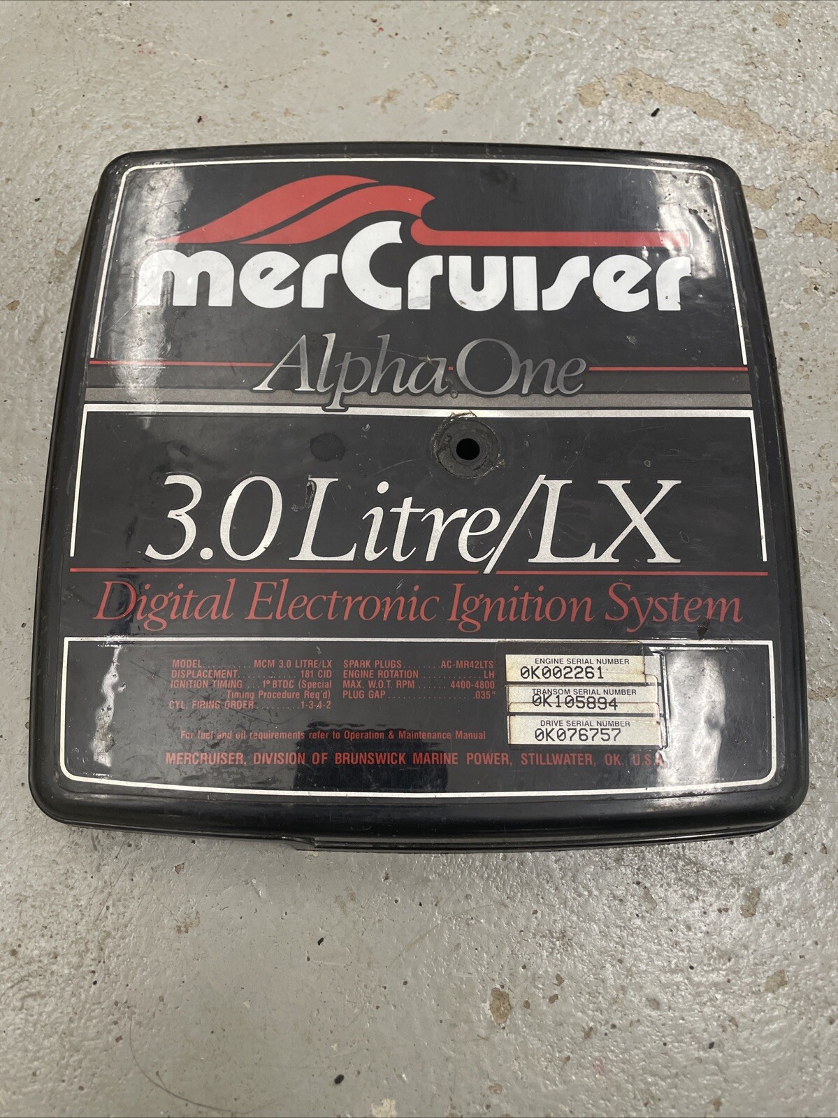 Mercruiser Alpha One 3.0L LX Air Intake Cleaner Filter Spark Arrestor ...