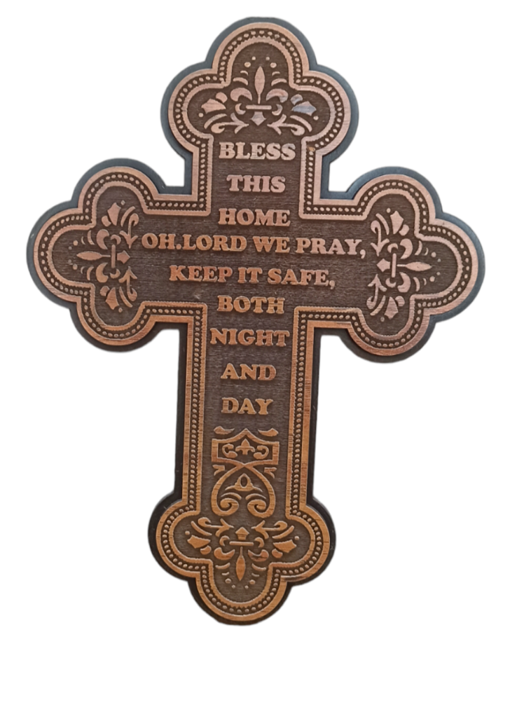 Cross Wall Prayer Hanging Our Father BLESS THIS HOME Olive Wood ...