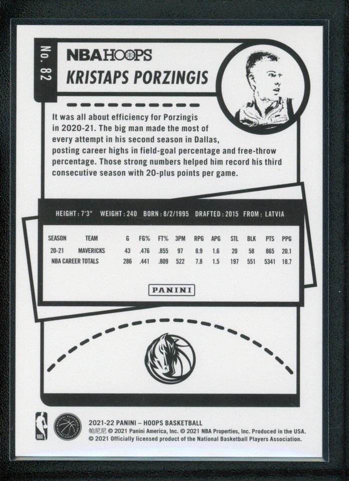 2021-22 KRISTAPS PORZINGIS 02/25 PANINI HOOPS | eBay