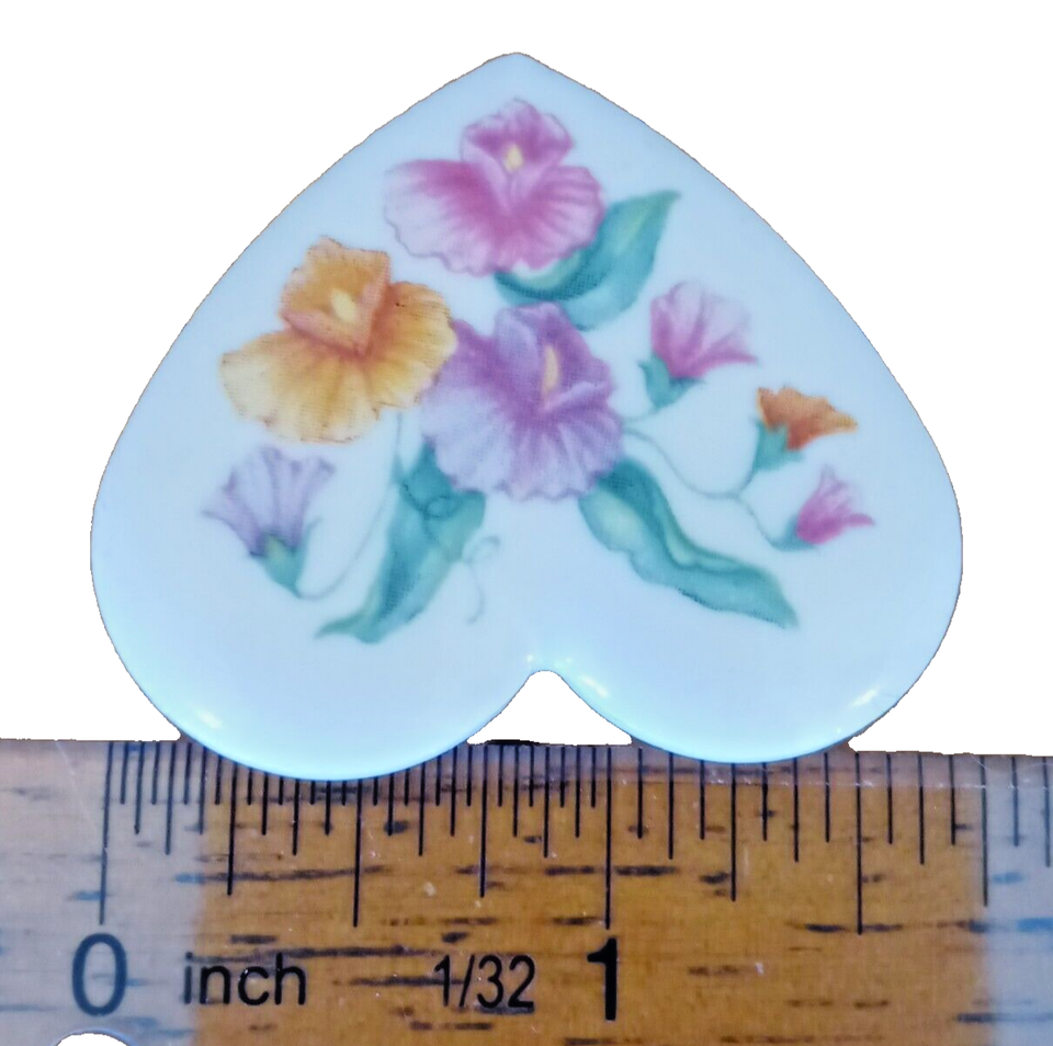 Avon Vintage Ceramic Heart Shape Brooch With Colorful Iris Flowers | eBay