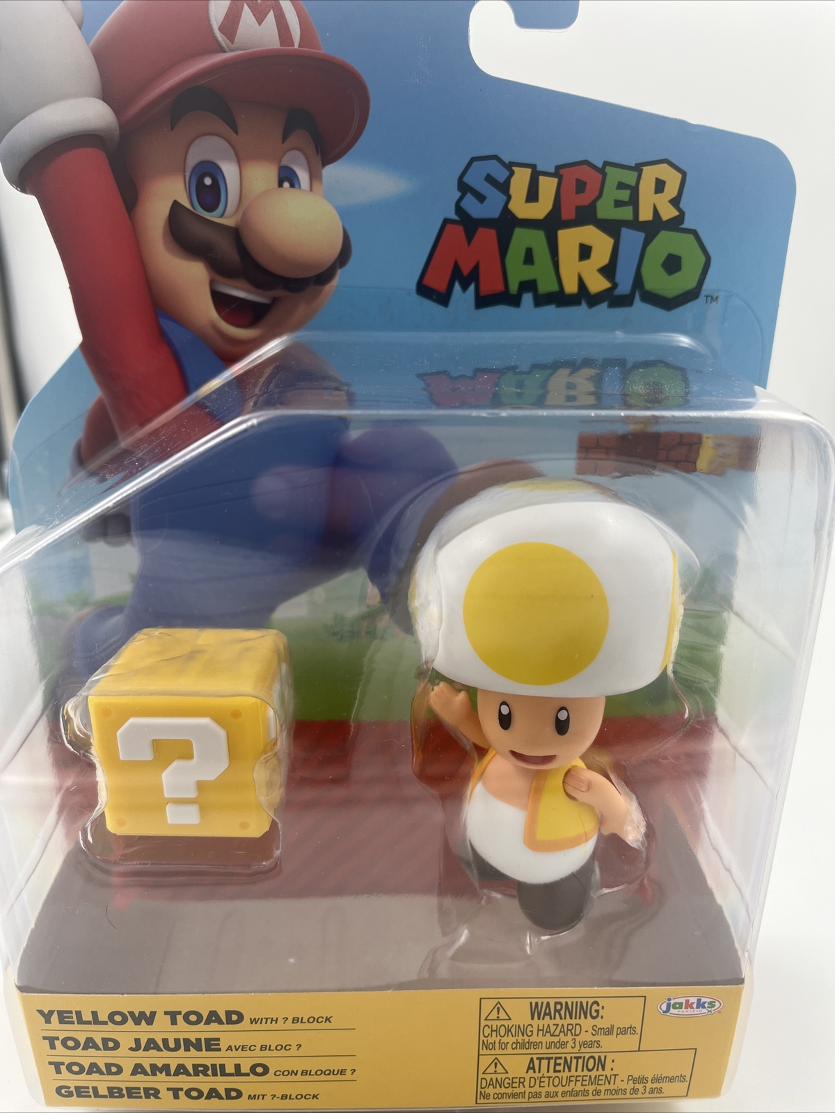 Jakks World of Nintendo Super Mario Yellow Toad Action Figure Toy New ...