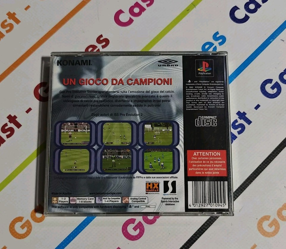 PS1 PES PRO EVOLUTION SOCCER 1 PLAYSTATION 1 ITALIANO COMPLETO QUASI ...