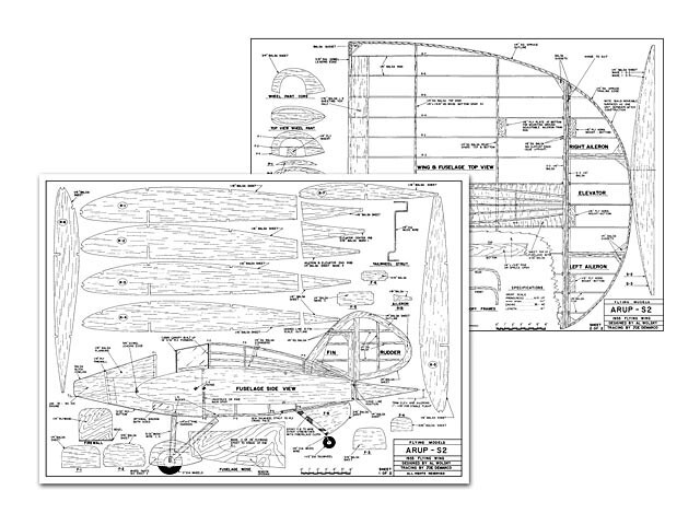 Arup S2 Flying Wing 40" Wingspan RC Model Airplane Printed Plans ...