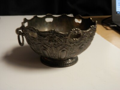 Vintage Raimond Italy Silver Plated Bowl With Carved Ringed Handles ...