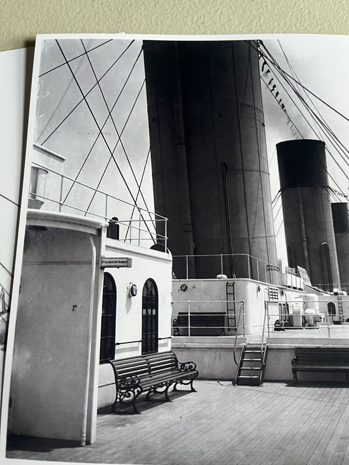 RMS Titanic boat deck, funnels, lifeboats, stunning reprint photograph ...
