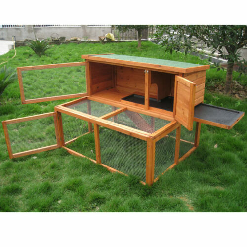 4FT DROP HUTCH AND RUN RABBIT HUTCH HUTCHES RUN RUNS SLIDE OUT PLASTIC ...