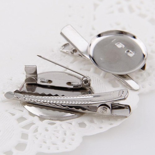 30pcs Round Metal Brooch Pin Badge Setting Blanks Fits Cabochon Base ...